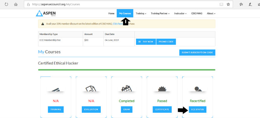 How to manage/ upload ECEs on my Aspen account? – EC-Council Support Forums